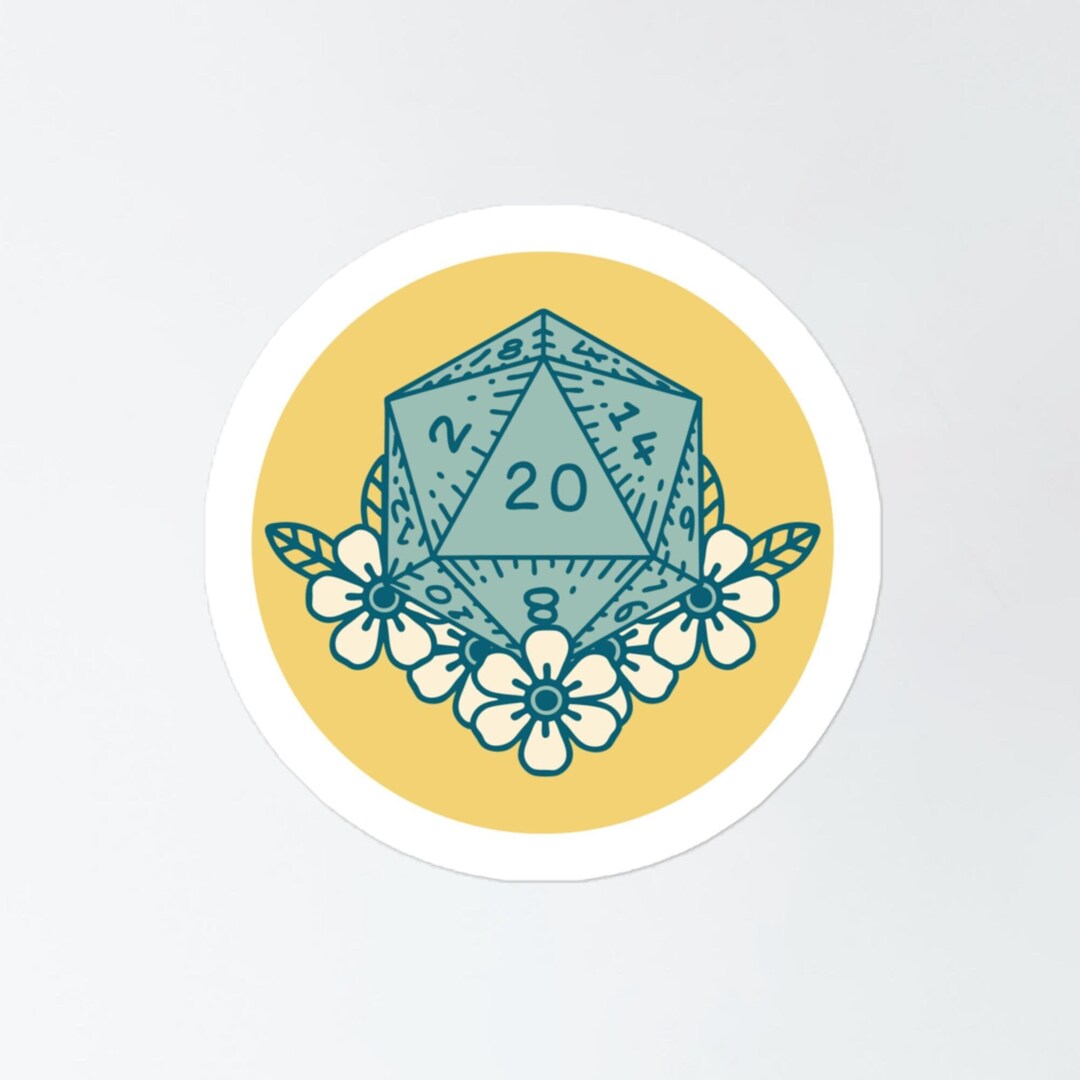 Dnd Sticker 'D20 Floral Dice' Dungeon Master, Dm Gift, Dungeons and ...
