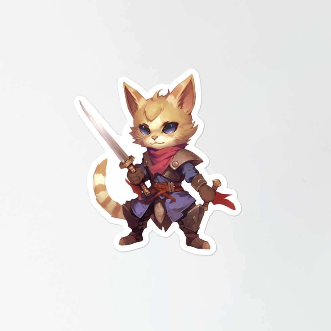 Dnd Sticker 'fighter Cat' Dungeon Master, Dm Gift, Dungeons and Dragons ...