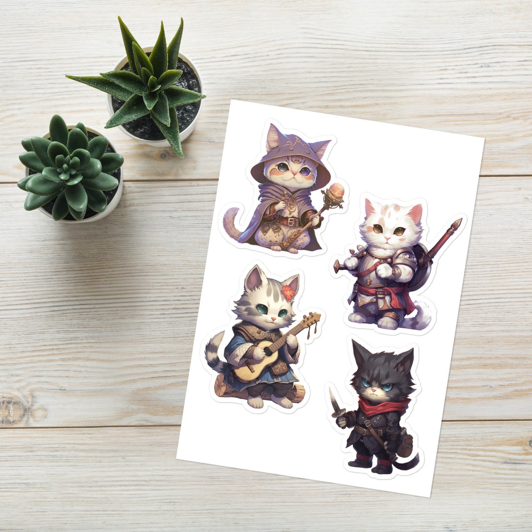 Dnd Stickers Dungeon Cats Set of 4: Cute Dnd Sticker Dnd - Etsy