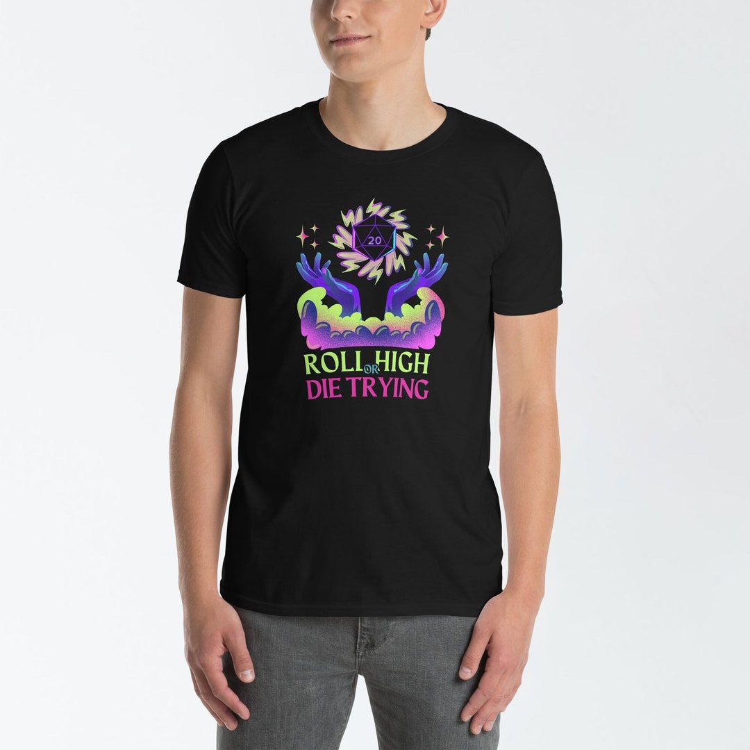Dnd Shirt 'neon D20 Roll High' Dungeons and Dragons, Dnd Gifts, Dm Gift ...