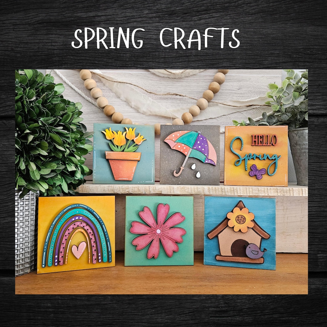 Spring Craft Blanks Set of 6, Paint Your Own Shelf Sitters, Laser Cut ...