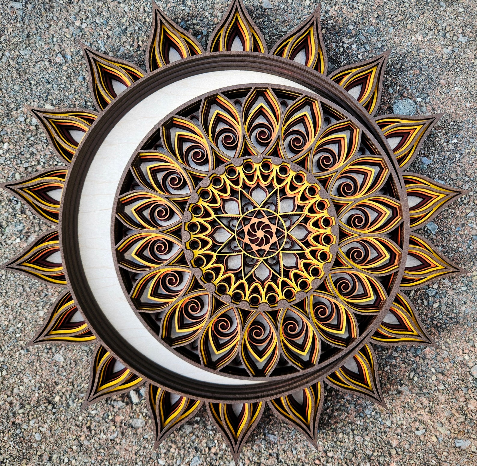 Eclipse Mandala Layered Wall Art, Multi-layer Wall Art, Eclipse Wood ...