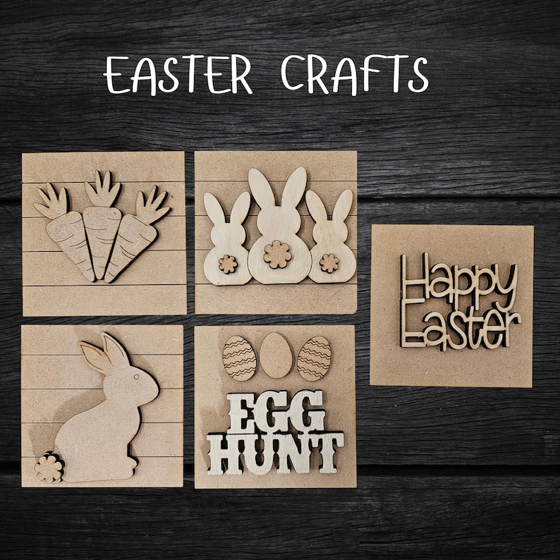 Easter Craft Blanks Set of 5 - Paint Your Own Shelf Sitters! Laser Cut ...
