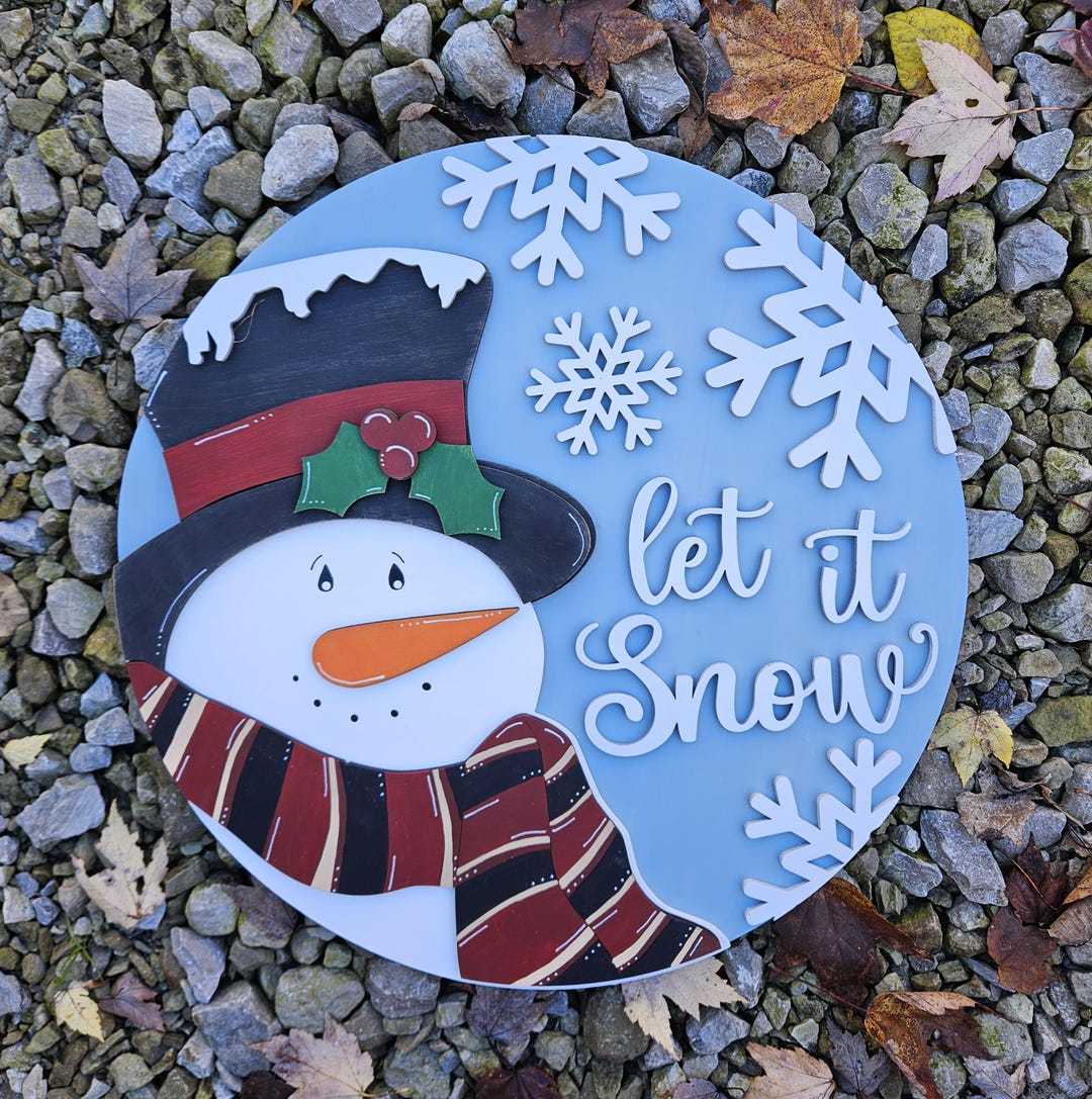 Let It Snow Round Christmas Sign - Etsy