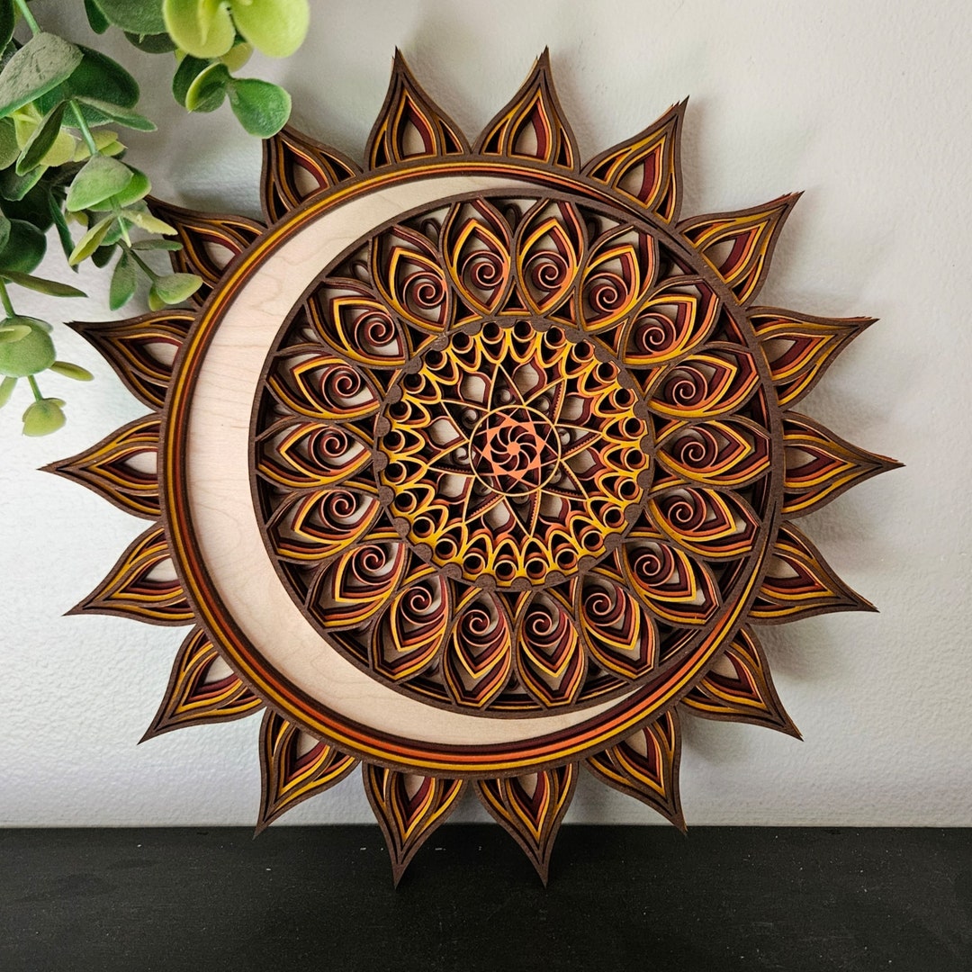 Eclipse Mandala Layered Wall Art, Multi-layer Wall Art, Eclipse Wood ...