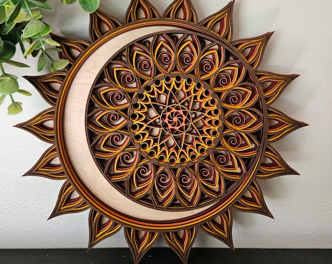 Eclipse Mandala Layered Wall Art, Multi-layer Wall Art, Eclipse Wood ...