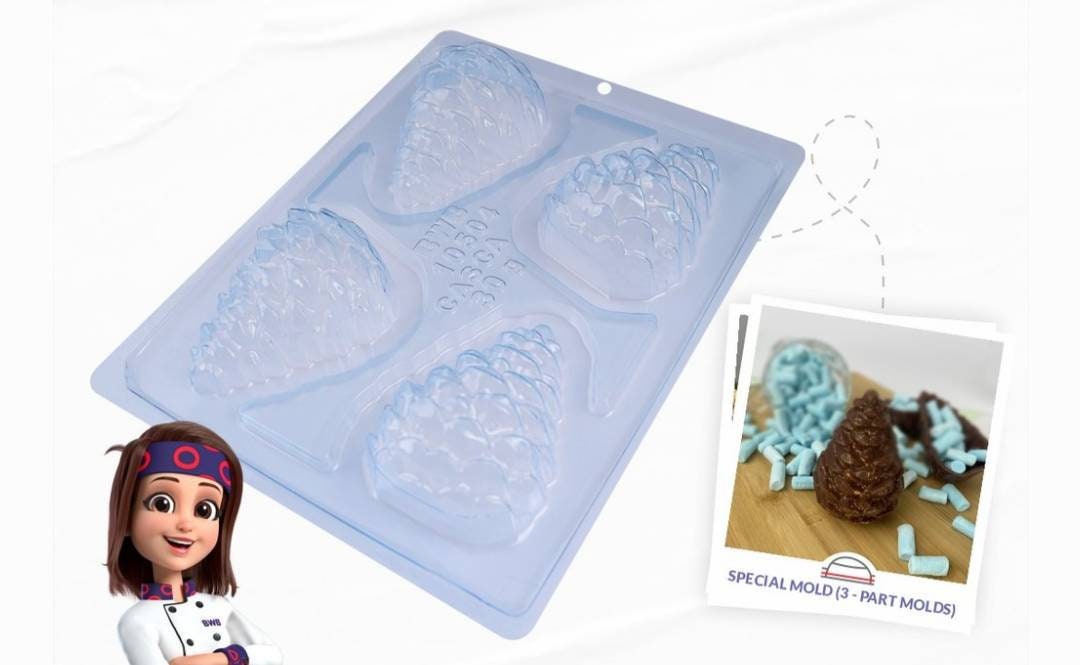 Pine Cone, 3 Part Mold, BWB, Hot Cocoa Bomb Mold, Christmas Mold, Pine ...