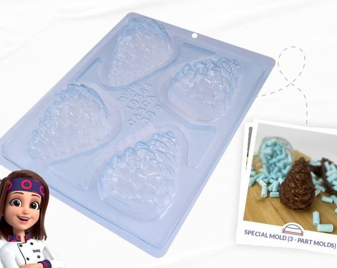 Pine Cone, 3 Part Mold, BWB, Hot Cocoa Bomb Mold, Christmas Mold, Pine ...