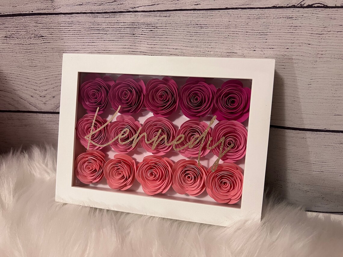 Custom Shadow Box Paper Flower Shadow Box Gift for Her - Etsy