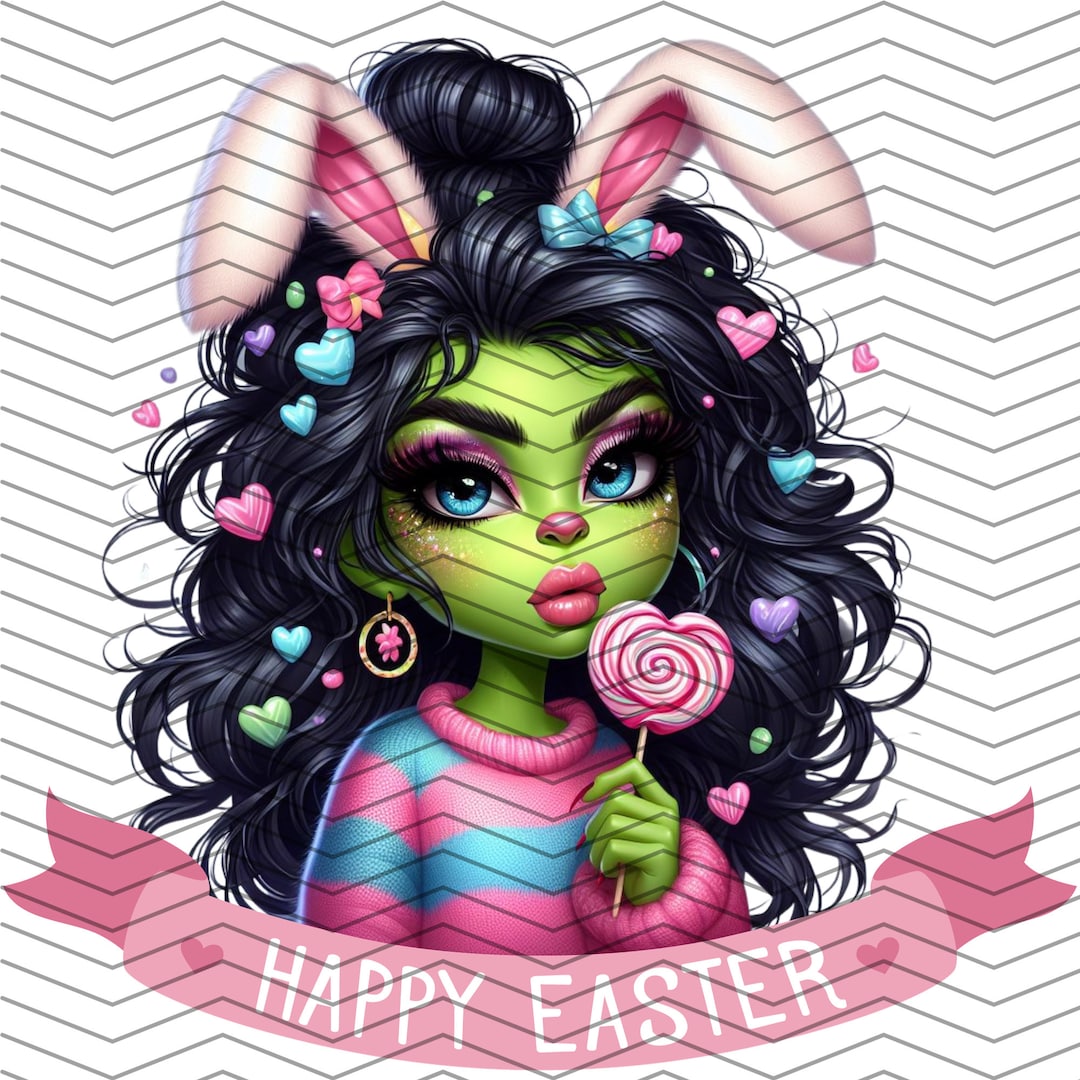 Cute Girl Grouch, Happy Easter Grouch, Easter Png, DTF Transfer ...