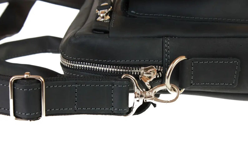 Men Leather Shoulder Bag With Handle Black, Leather Handbag, Mens ...
