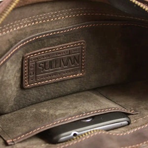 Men's Leather A4 Document Bag Brown, Mens Work Bag, Leather Shoulder ...