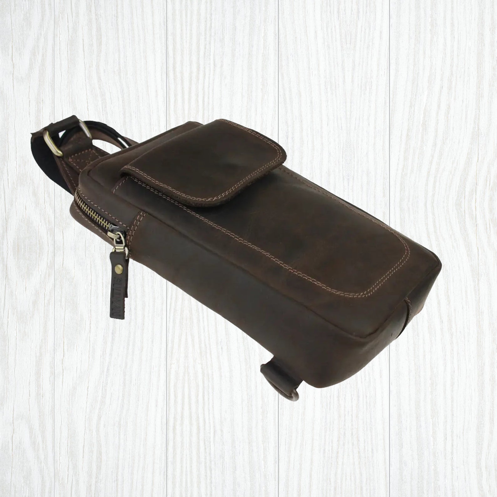 Mens Leather Sling Bag Brown, Leather Sling Bag, Handmade Leather Bag ...