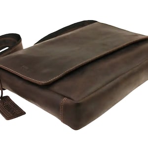 Men's Leather A4 Document Bag Brown, Mens Work Bag, Leather Shoulder ...