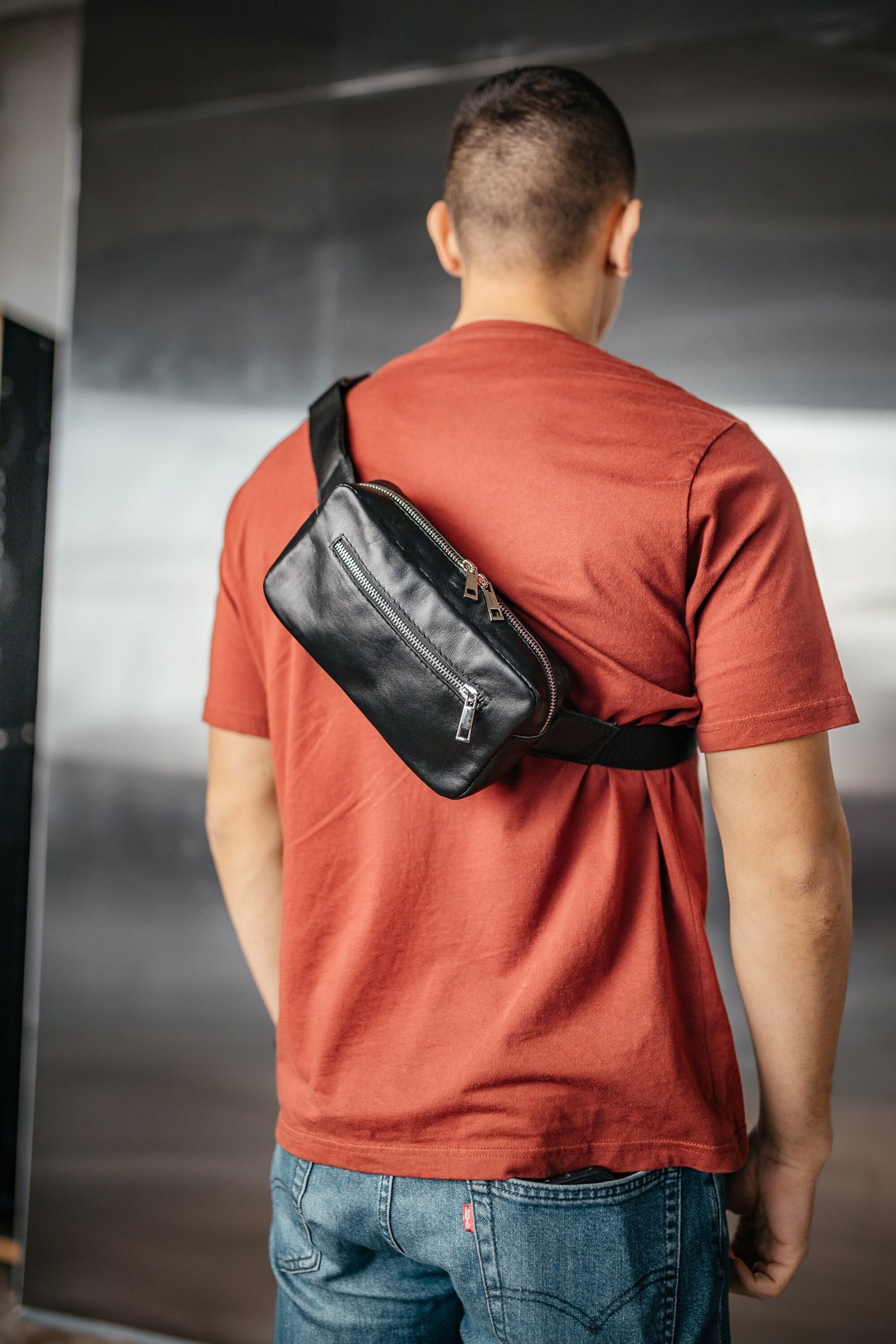 Crossbody Bag Men Black, Small Crossbody Bag, Leather Sling Bag ...