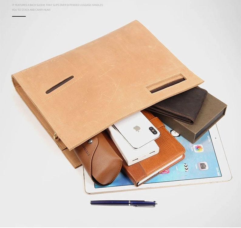 Vintage Leather Briefcase File Bag Genuine Leather Documents | Etsy