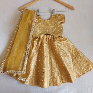 Handmade Golden Lehenga for Baby, Girls Ghagra Choli, Toddler Ethnic ...