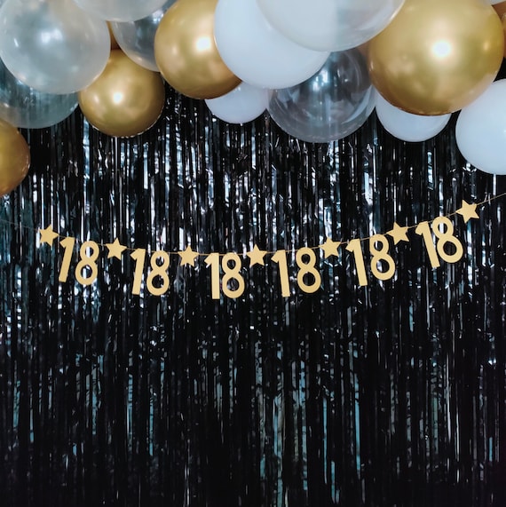 18th Birthday Party Banner gold Black Red Copper - Etsy