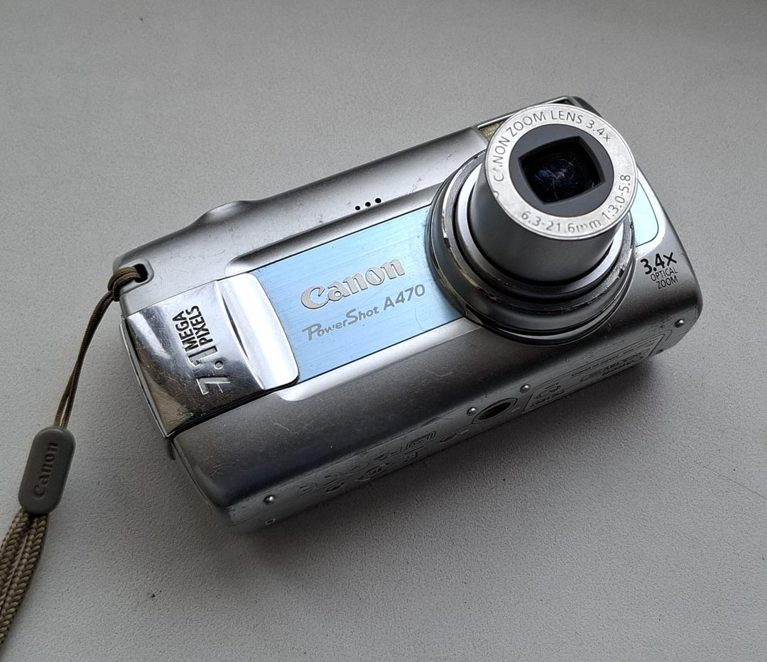Vintage Canon Powershot A470 7.1 MP Digital Camera Silver/blue + Memory ...