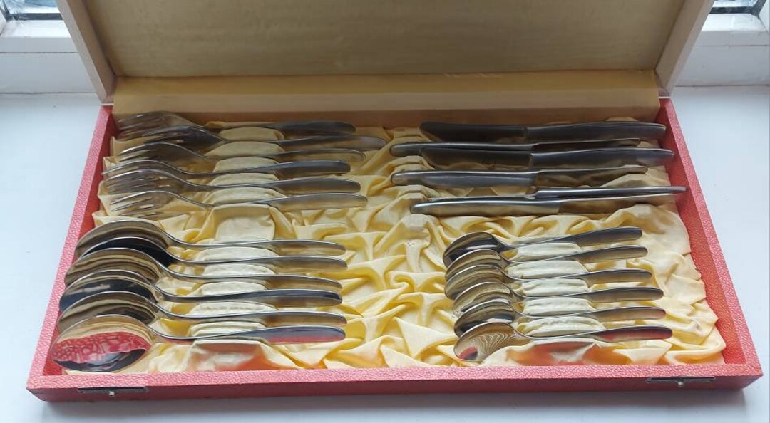 Excellent Old Cutlery Set for 6 Persons 24 Items ABS Rostfrei 18.8 in ...