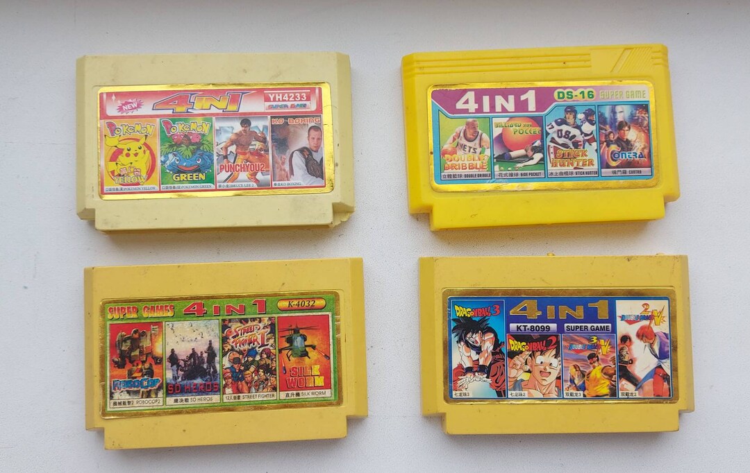 Buy Vintage Set of 4 Cartridges With 4 Games in Each for Dandy 8 Bit 16 ...