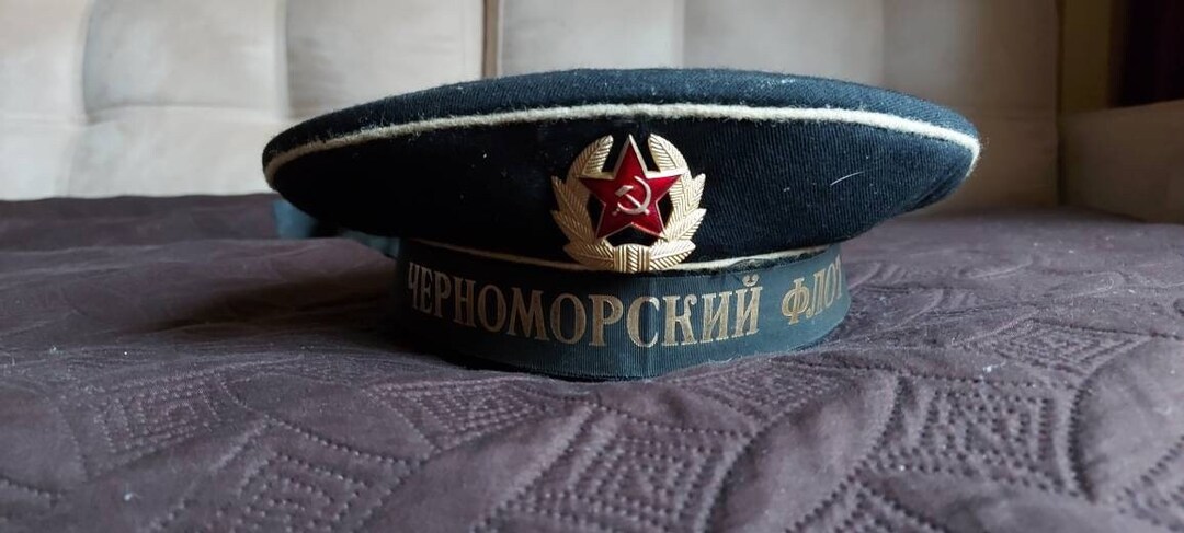 Black Peakless Cap of a Sailor of the Navy of the Soviet Union With a ...