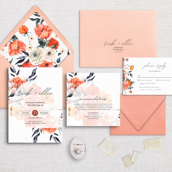 Coral Teal Wedding - Etsy