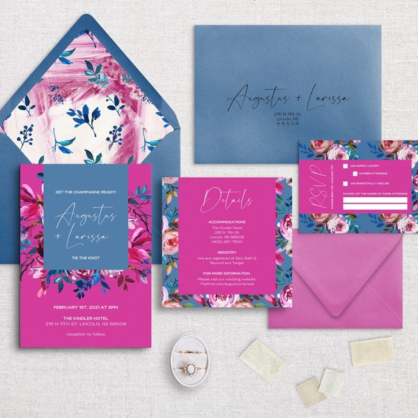 Bright Color Wedding Invitation - Etsy