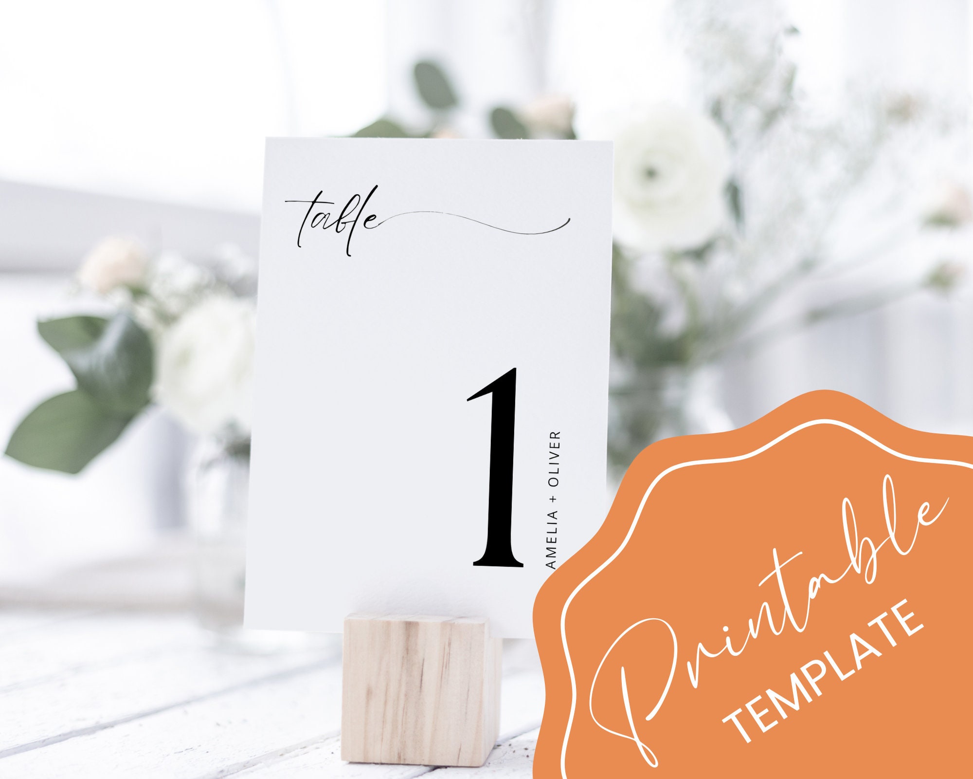 OLIVER Printable Table Numbers Template | Modern Number | Minimalist ...
