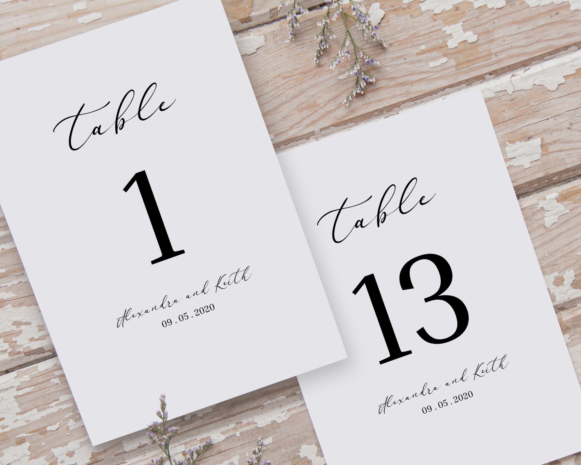 PRINTED Personlized Table Numbers Custom Wedding Table | Etsy