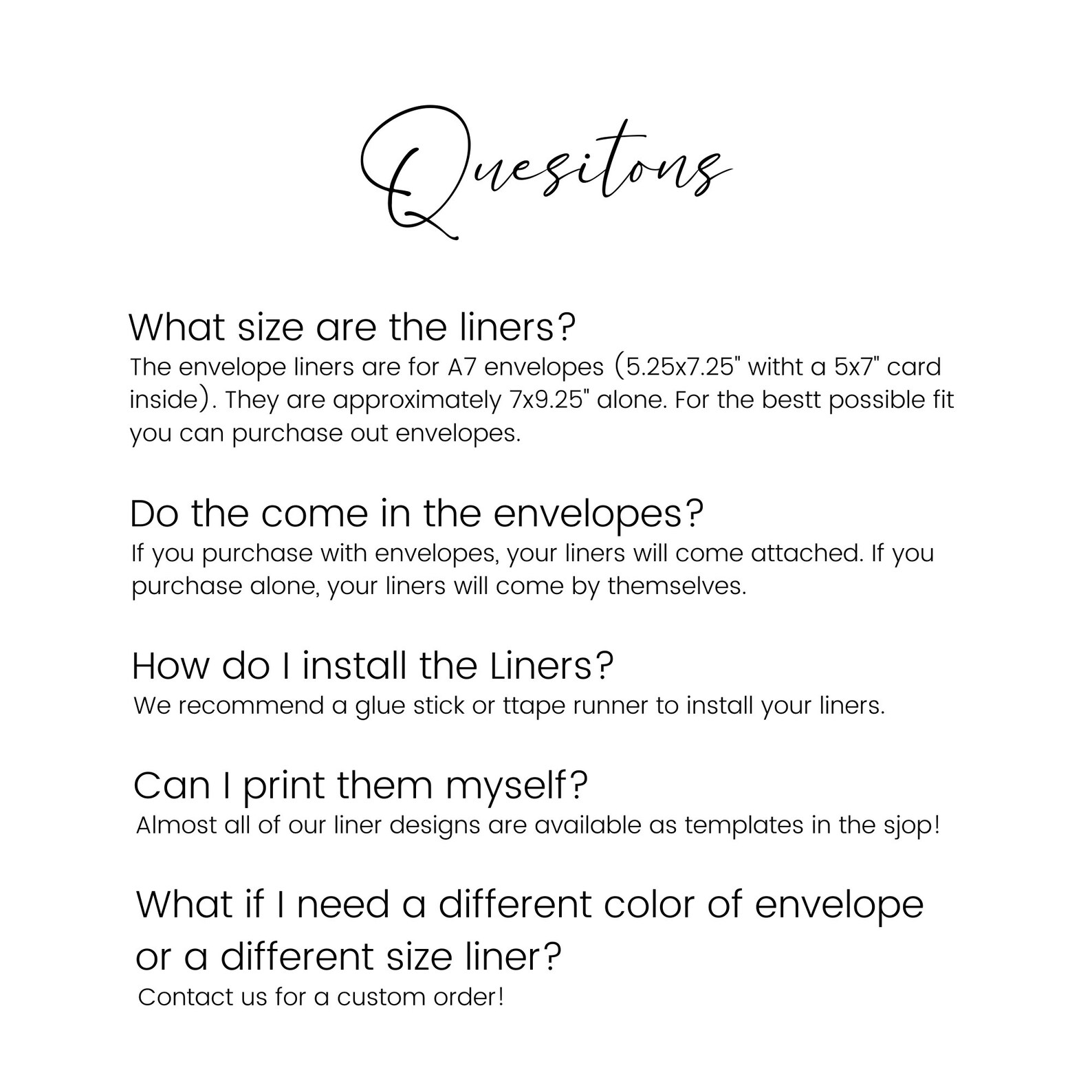 ALEXIS Envelope Liner, Wedding Invitation A7 Liner, Envelope Included ...