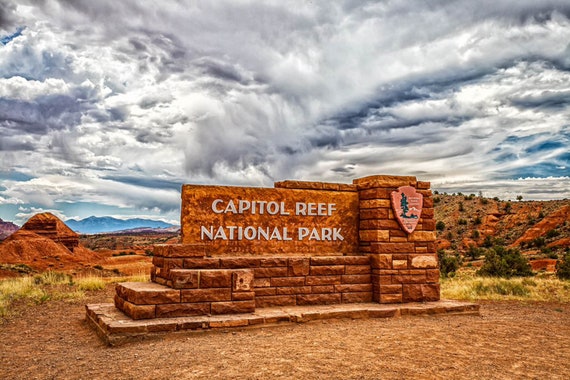 Capitol Reef National Park Entrance Sign Utah United States | Etsy