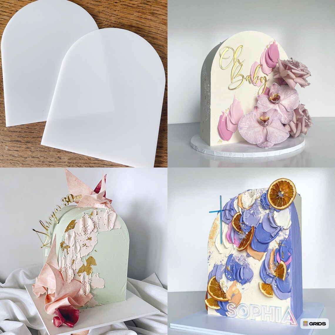 Original Arch Cake Shaper Acrylic Cake Guide Ganache Buttercream Plates ...