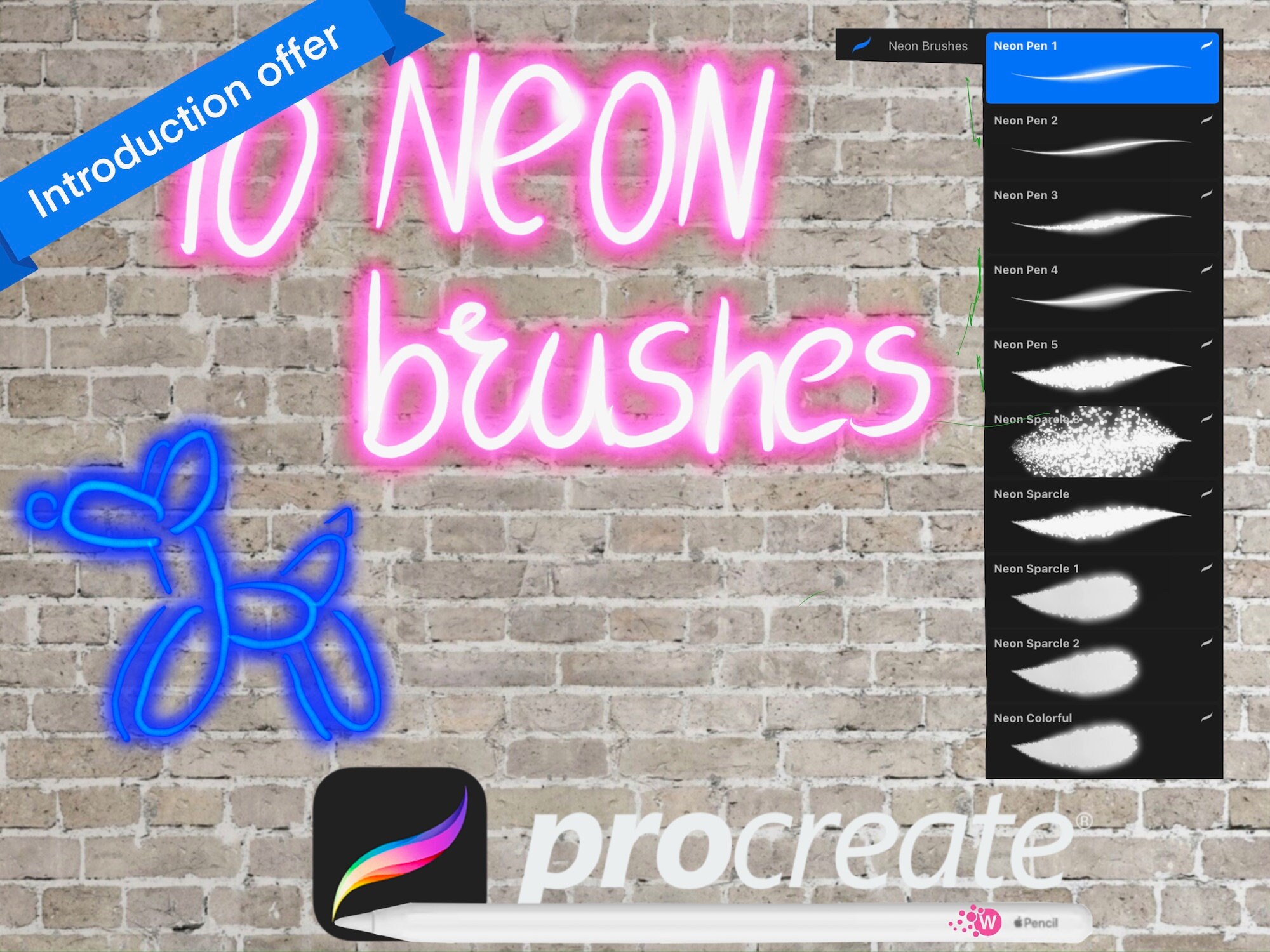Procreate Neon and Neon Sparkle Brushes (10) - Etsy