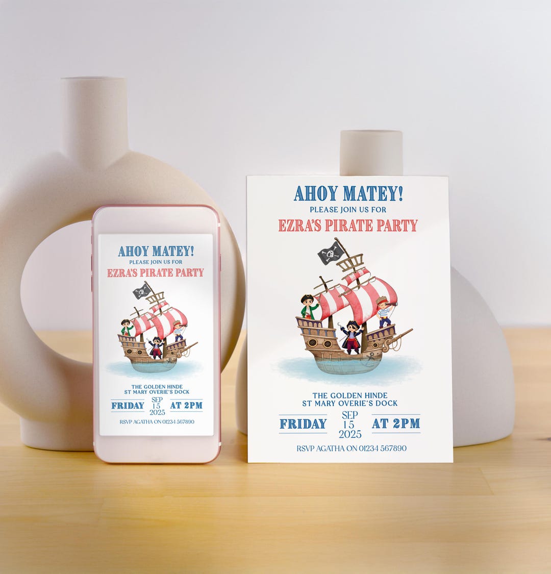 DIGITAL: Pirate Birthday Invitation • Ahoy Matey Ship Theme ...