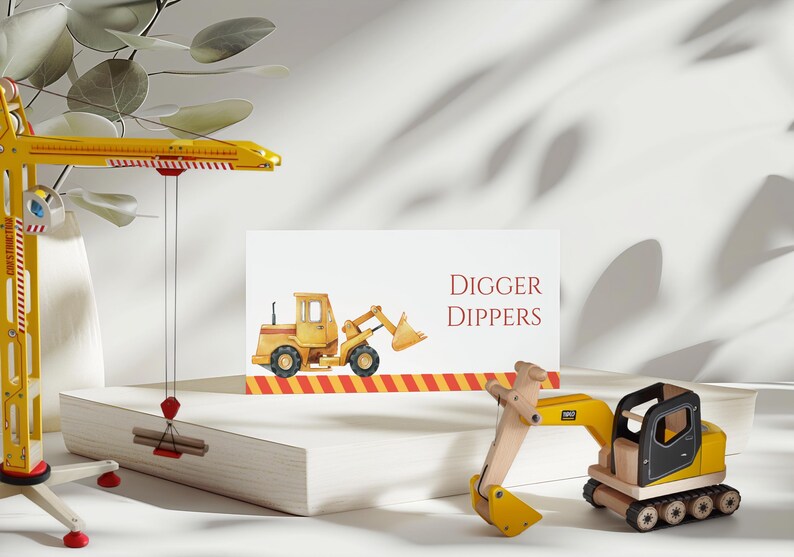12 Construction Tent Food Cards • Digger, Dump Truck, Bulldozer and ...