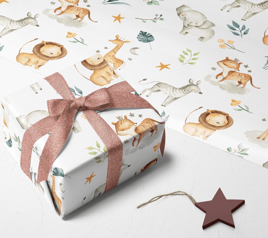 Animal Wrapping Paper • Kids Birthday Gift Wrap • Baby Gift Wrapping ...