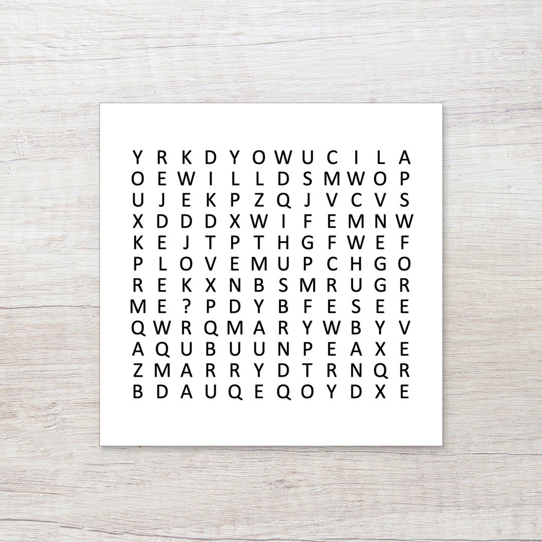 Word Search Proposal Card Will You Marry Me Proposal Card Can Be ...