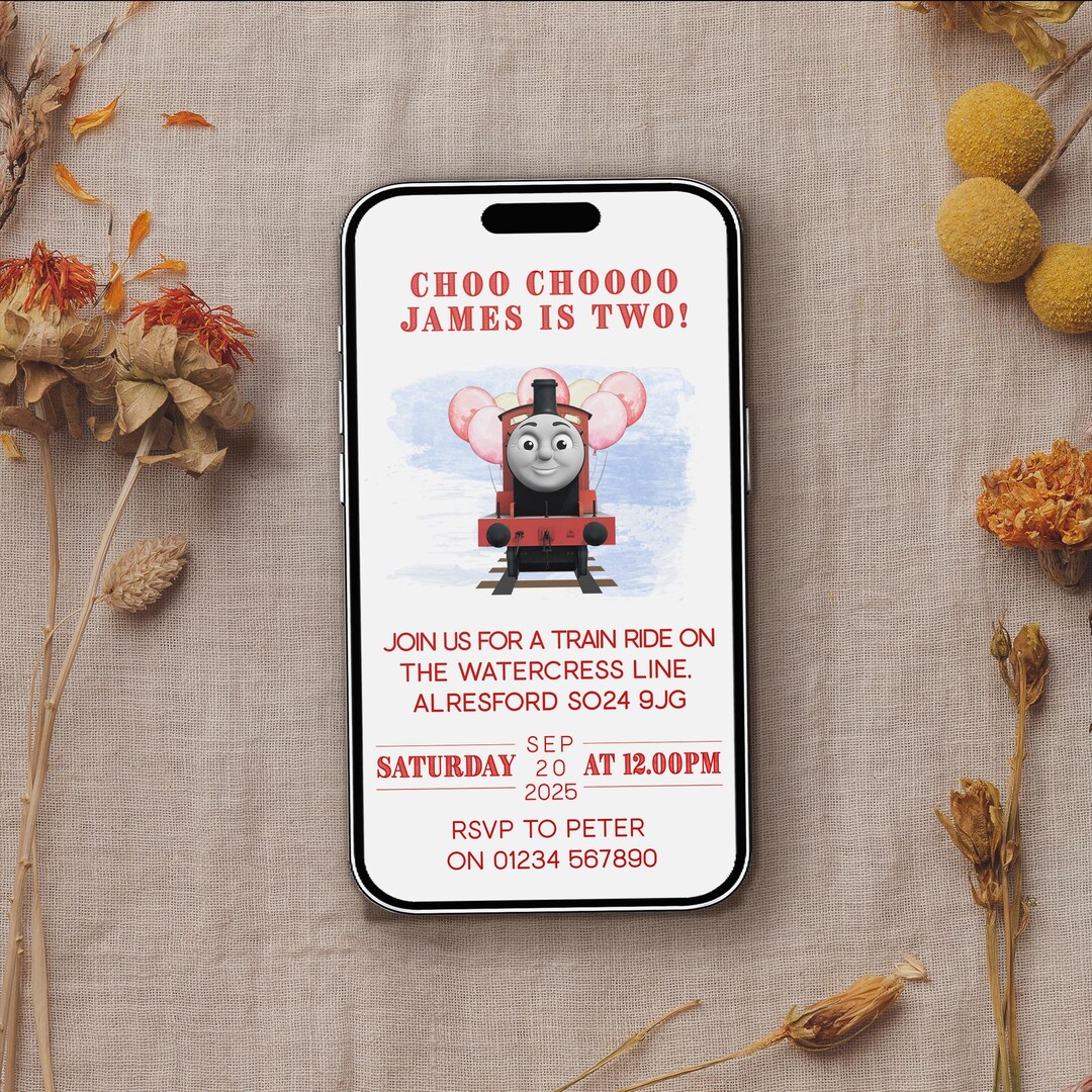 DIGITAL: James the Tender Engine Birthday Party Invitation for Mobile ...