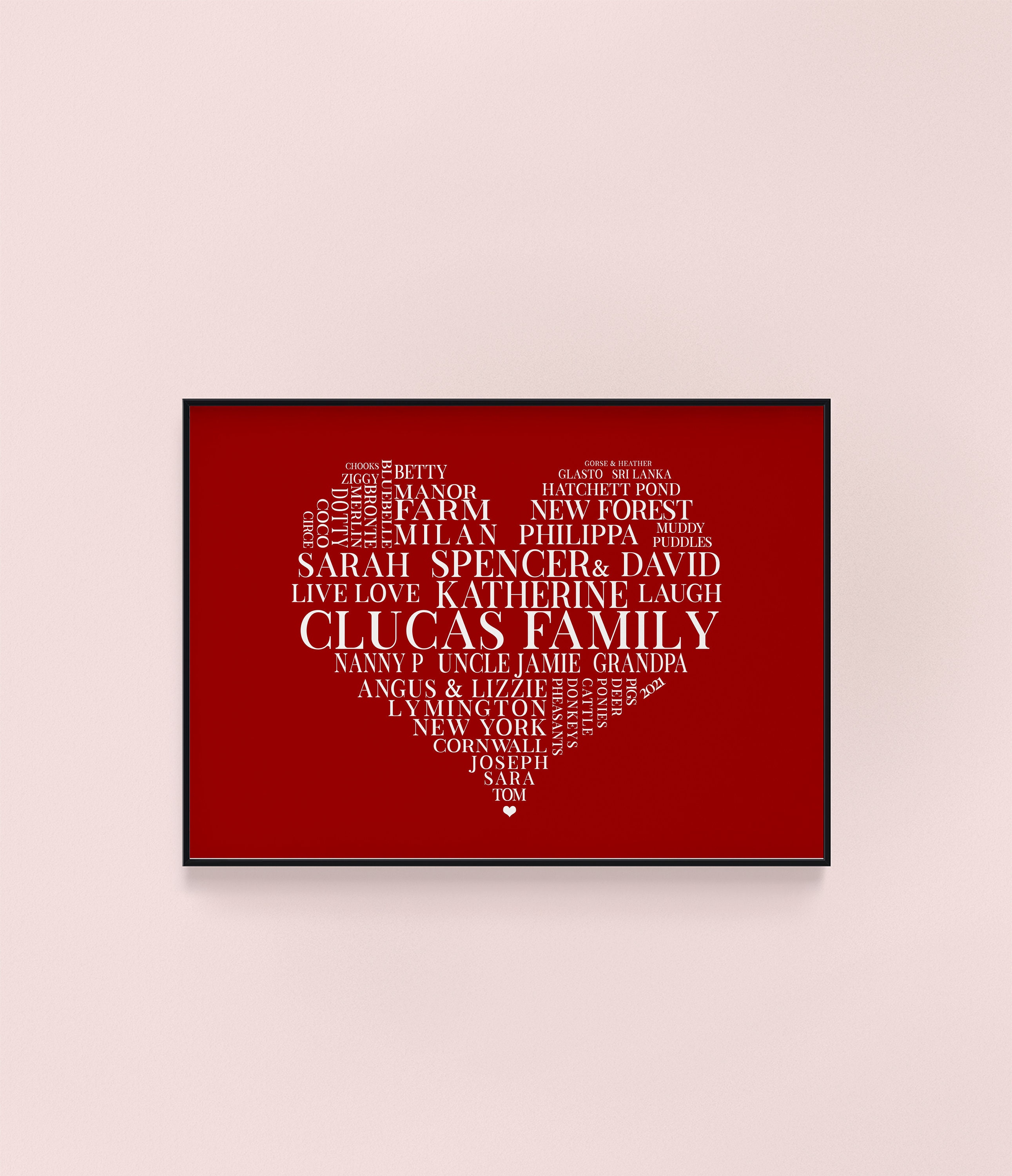 Personalised Family Name Word Art Print | Etsy