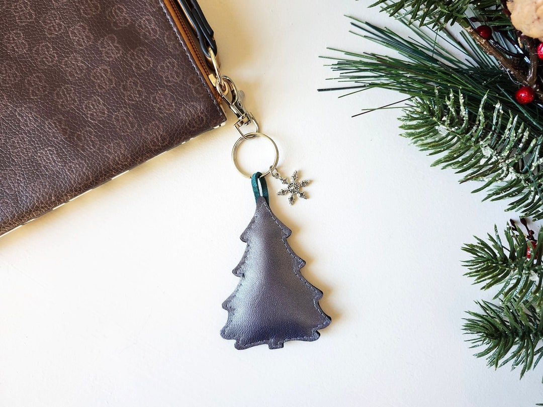 Handmade Christmas Tree Holiday Purse Charm Metallic Leather - Etsy