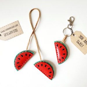 Watermelon Slice Bag Charm Fun Bag Accessory Fruit Leather Purse Charm ...
