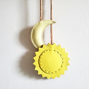 Sun and Moon Bag Charm, Leather Handbag Charm, Moon Motifs, Crescent ...