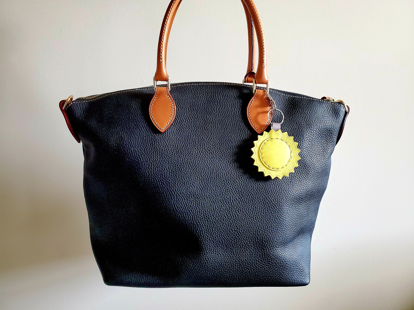 Sun Keychain, Leather Handbag Charm, Happy Sun Bag Charm, Leather Purse ...