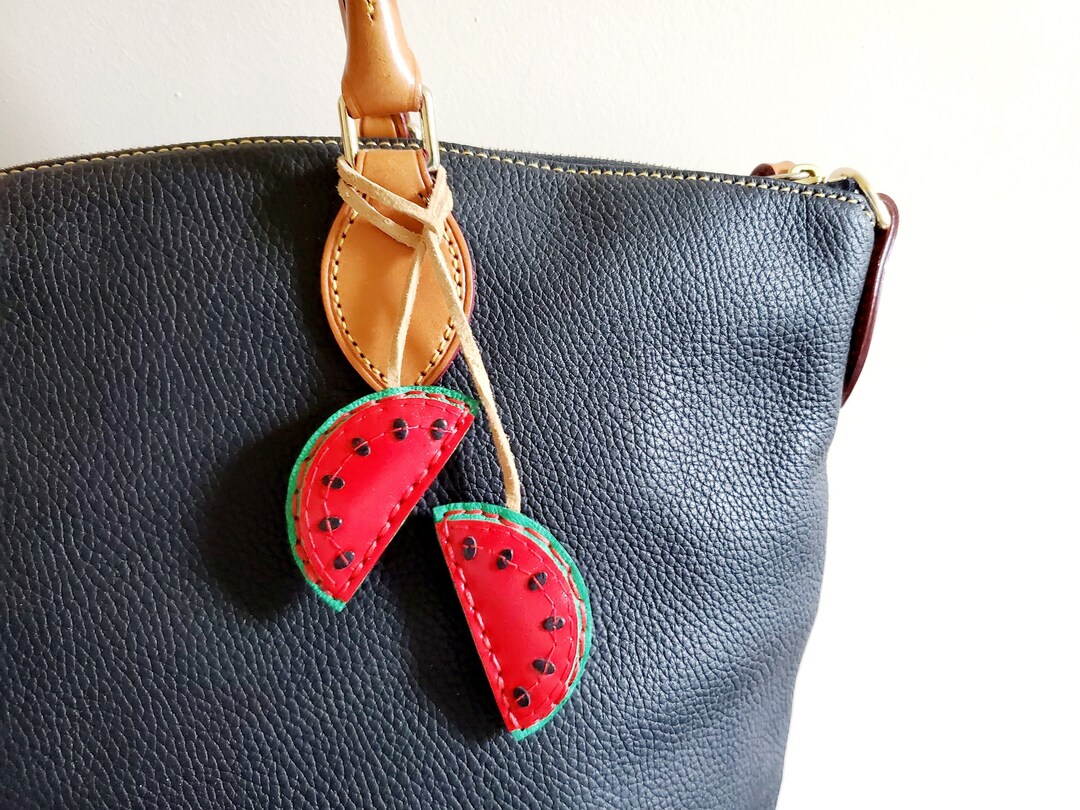 Watermelon Slice Bag Charm Fun Bag Accessory Fruit Leather - Etsy