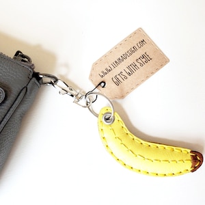 Bag Charm Yellow Banana Keychain Leather Purse Charm Banana Handbag ...