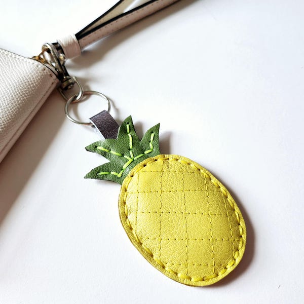 Kawaii Lemon and Pineapple Fruits AirTag Holder Keychain. Bag Charm ...