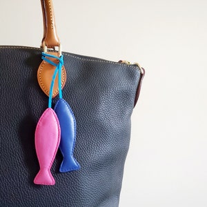 Fish Bag Charm Fish Keychain Charm for Handbag Fish Lover Gift Leather ...