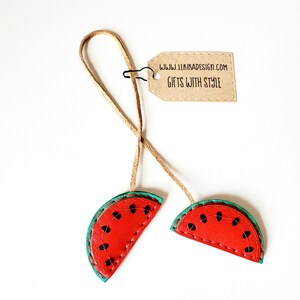Watermelon Slice Bag Charm Fun Bag Accessory Fruit Leather - Etsy