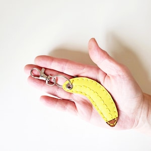 Bag Charm Yellow Banana Keychain Leather Purse Charm Banana Handbag ...